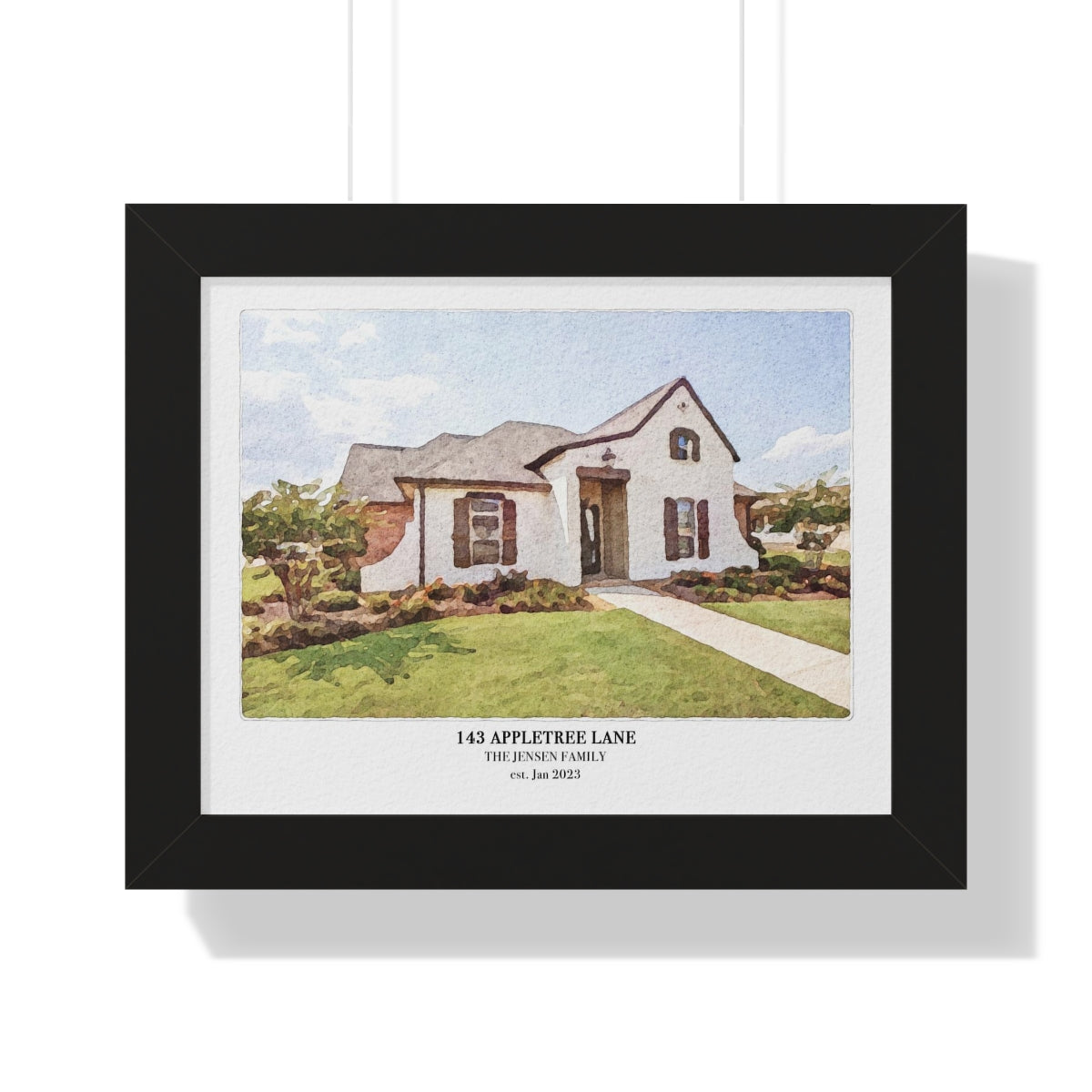 Framed Custom Home Portrait - Watercolor Effect – House Party Design